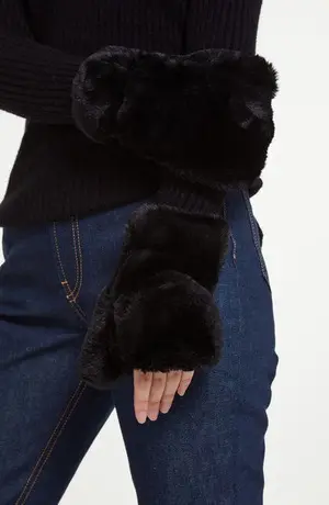 Apparis Coco Faux Fur Mittens - Noir