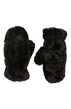 Apparis Coco Faux Fur Mittens - Noir