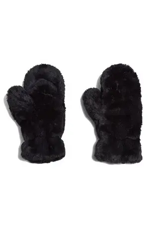 Apparis Apparis Coco Faux Fur Mittens Noir