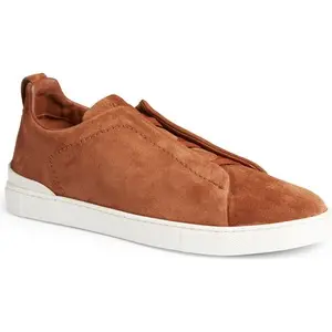 Zegna Triple Stitch Suede Slip-on Sneakers