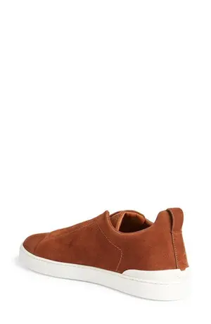 Zegna Triple Stitch Suede Slip-on Sneakers