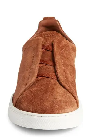 Zegna Triple Stitch Suede Slip-on Sneakers