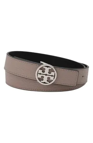 Tory Burch Tory Burch Miller 1-Inch Reversible Logo Belt Grey Heron/black/silver