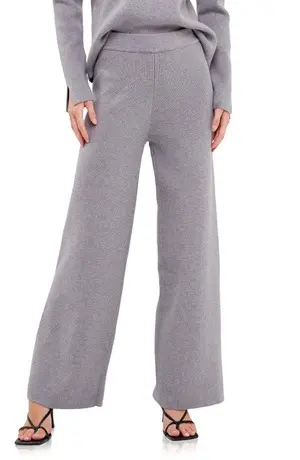 English Factory Wide Leg Knit Pants - Grey