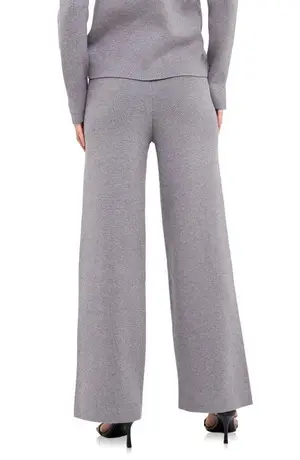 English Factory Wide Leg Knit Pants - Grey