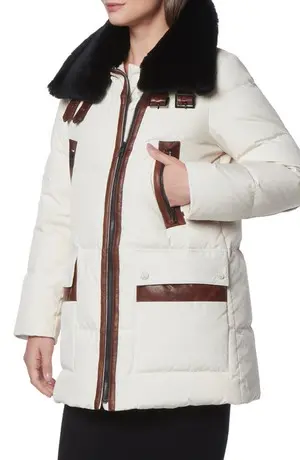 Andrew Marc Dutton Shearling Trim Puffer Parka - Birch