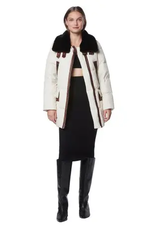 Andrew Marc Dutton Shearling Trim Puffer Parka - Birch