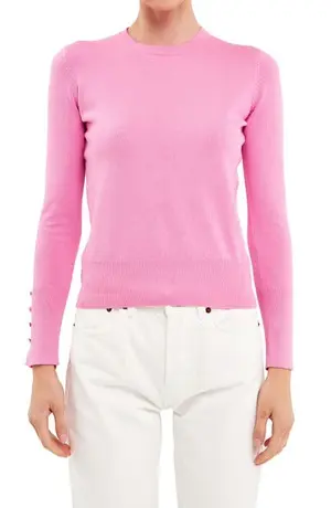 Endless Rose Button Cuff Sweater - Pink