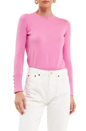 Endless Rose Button Cuff Sweater - Pink