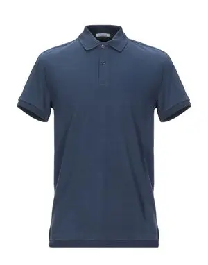 BIKKEMBERGS Man Polo Shirt White Size M Cotton, Elastane Dark Blue