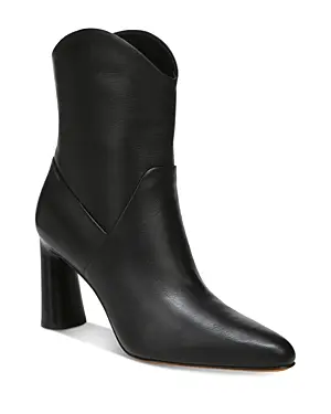 Vince Vince Women's Harlow Pull On High Heel Booties Black Leather