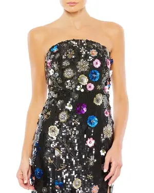 Mac Duggal Floral Sequin Gown