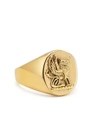 NIALAYA JEWELRY Lion Crest Signet Ring - Gold