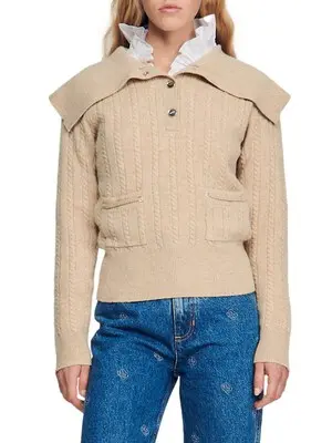 Sandro Women's Nador Cable-Knit Sweater - Beige  - Beige