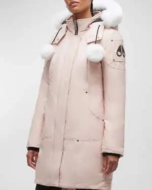 Moose Knuckles Moose Knuckles Stirling Parka Jacket With Shearling Trim - Rose Smoke Wnat S