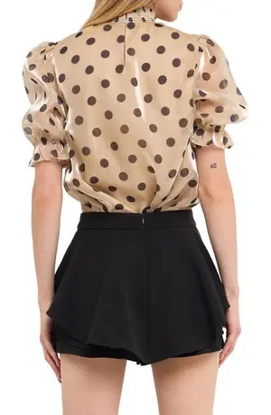 English Factory Polka Dot Puff Sleeve Top