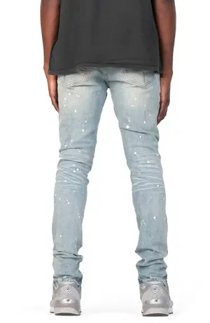 PURPLE BRAND Ripped Paint Splatter Stretch Skinny Jeans
