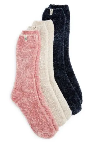 UGG Leda Assorted 3-Pack Sparkle Crew Socks Cnk