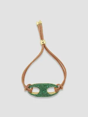JENNA BLAKE Nautical 18k Yellow Gold & Leather Bracelet