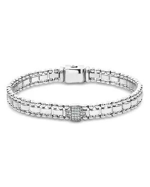 Lagos Sterling Silver And Diamond Link Bracelet - White/silver