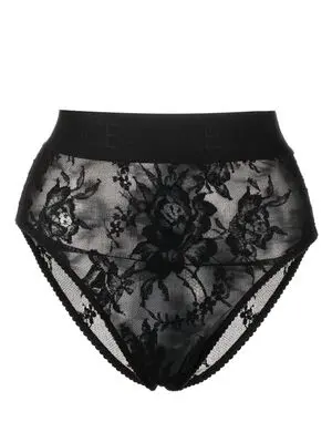 Dolce & Gabbana Floral-lace High-waist Briefs - Black