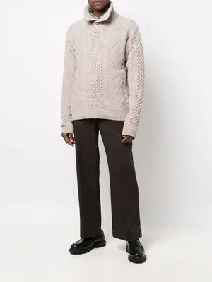 Nanushka Button-collar Cable-knit Jumper