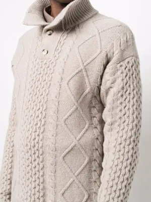 Nanushka Button-collar Cable-knit Jumper