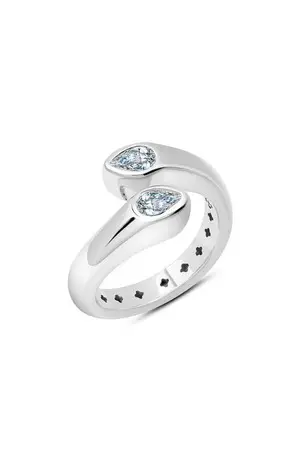 CRISLU Pear-cut Cubic Zirconia Bypass Ring - Platinum