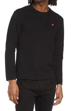 Comme Des Garçons Heart Long Sleeve Cotton T-shirt - Black