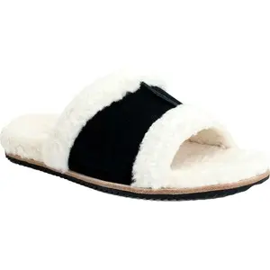 REVITALIGN Clara Faux Fur Lined Slide Slipper - Black