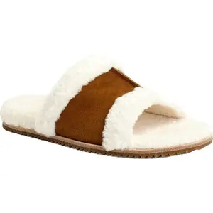 REVITALIGN Clara Faux Fur Lined Slide Slipper - Saddle