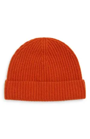ANDREW STEWART Andrew Stewart Cashmere Ribbed Beanie Orange