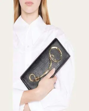 Alexis Bittar Twisted Side Handle Clutch - Black
