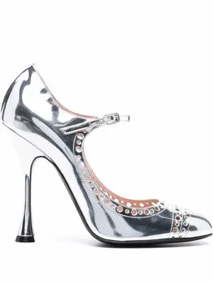Giambattista Valli Punched Hole Heeled Pumps - Silver