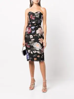 Marchesa Floral Fil-coupé Dress
