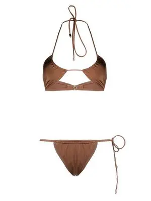 MANOKHI Halterneck Bikini Set - Brown