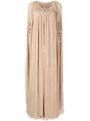 BARUNI Sleeveless Long Dress-cape Set - Brown