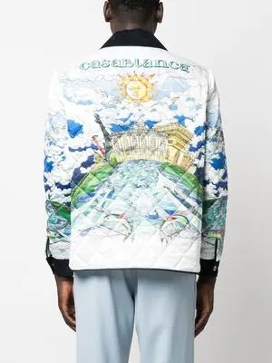 Casablanca Graphic-print Quilted Jacket - White