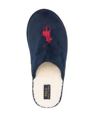 Polo Ralph Lauren Embroidered-logo Slippers - Blue