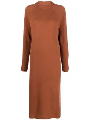 ALYSI Mock-neck Knit Dress - Brown