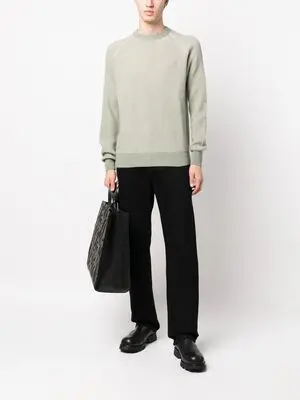 ROBERTO COLLINA Ribbed Knit Crew-neck Jumper - Green