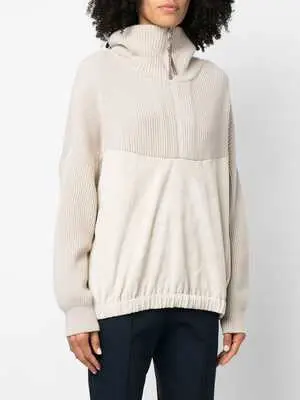 Brunello Cucinelli Panelled Knitted Leather Jumper