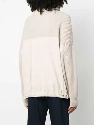 Brunello Cucinelli Panelled Knitted Leather Jumper