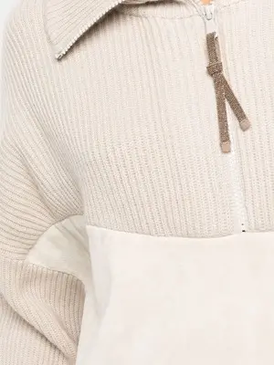 Brunello Cucinelli Panelled Knitted Leather Jumper