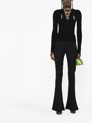 Giuseppe Di Morabito Ribbed-knit Top With Crystal Embellishments - Black