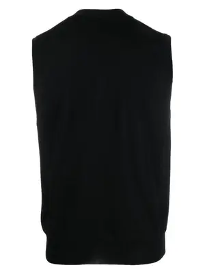 DELL'OGLIO V-neck Merino Wool Vest - Black