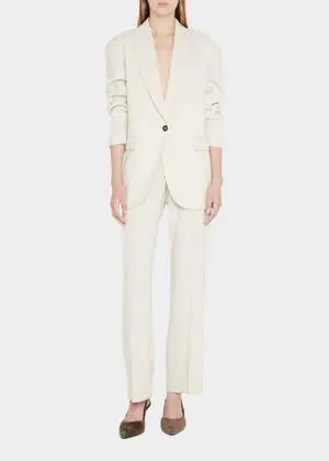 Brunello Cucinelli Monili Neck-Trim Single-Breasted Wool Twill Blazer - Panama