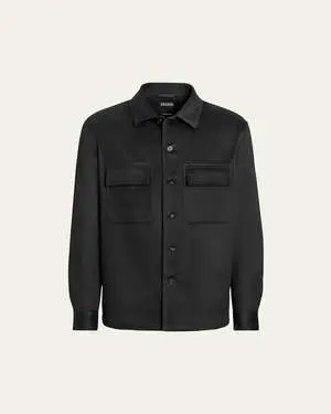 Zegna Cashmere Overshirt - Black Solid