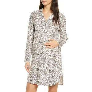 BELABUMBUM Luxe Animal Print Maternity/nursing Nightshirt - Leopard Print