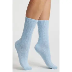 Oroblu Gwen Cable Knit Wool Blend Crew Socks Crystal 3